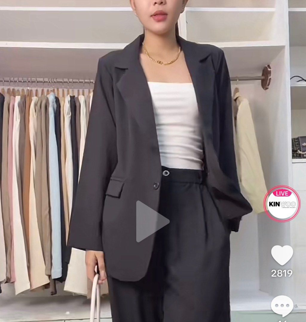 Kinwoo Blazer in black, Women's Fashion, Coats, Jackets and Outerwear ...