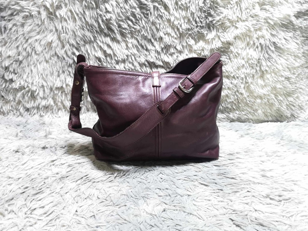 Les Sac Adam Maroon Smooth Leather Crossbody Bag, Women's Fashion, Bags ...