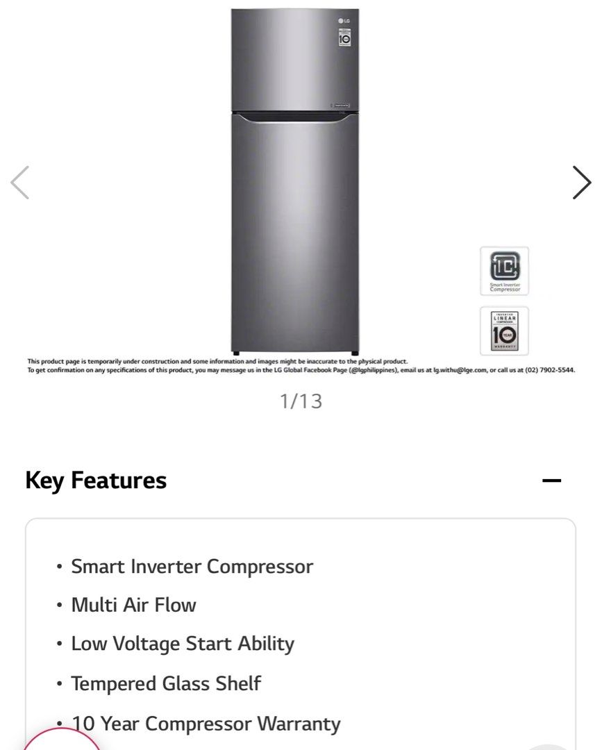LG GR B222SQBB 8cuft 2 Door, TV & Home Appliances, Kitchen Appliances ...