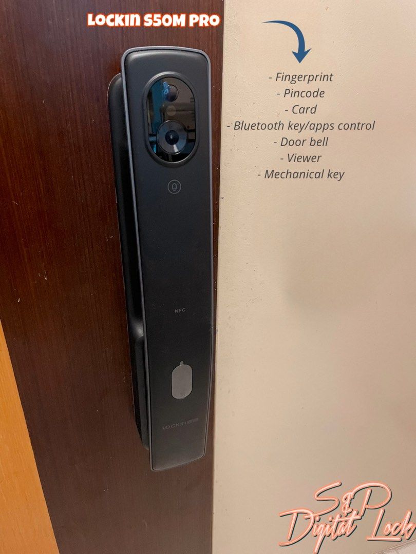 Lockin S50M Pro digital door lock with viewer, Furniture & Home Living ...