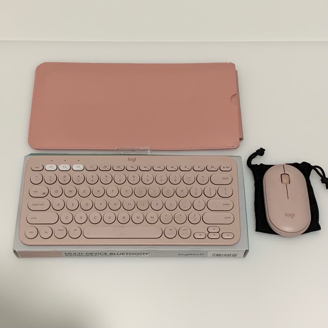 Logitech K380 and Pebble Mouse in Pink (with box and pouch), Elektronik ...