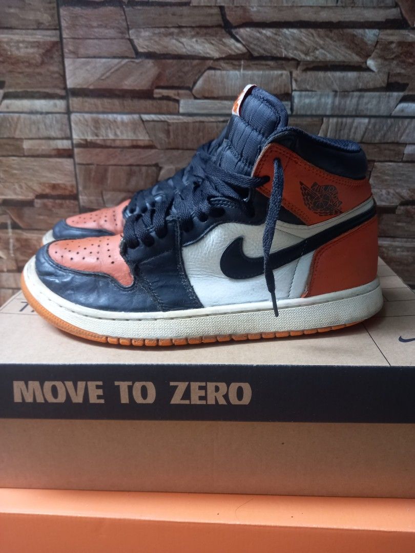 Nike AJ1 High 'Shatter Backboard' Orange, Fesyen Pria, Sepatu ...