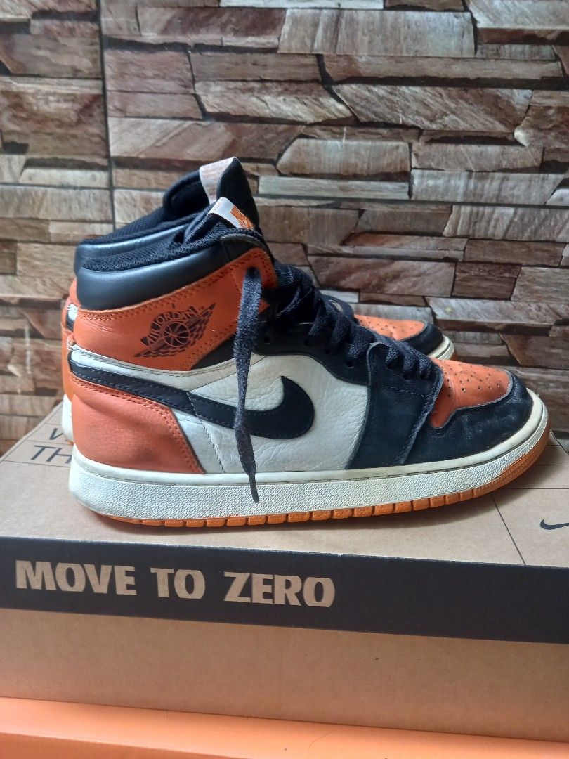 Nike AJ1 High 'Shatter Backboard' Orange, Fesyen Pria, Sepatu ...