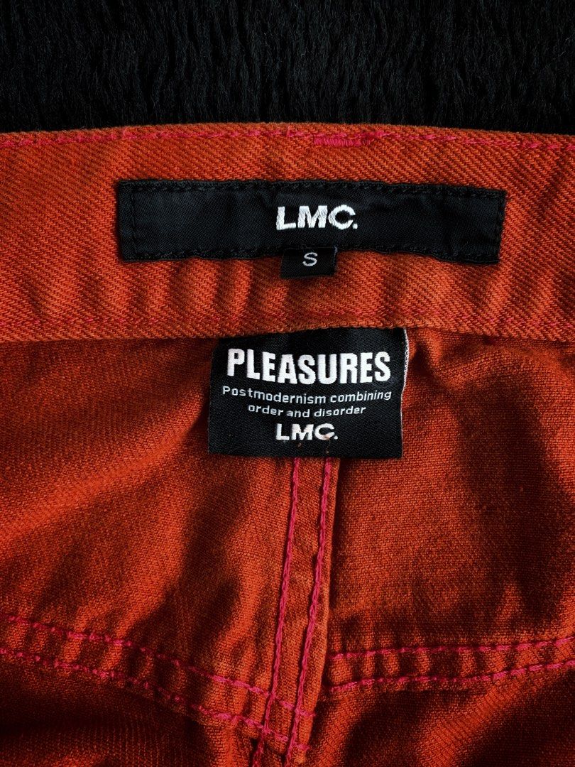 PLEASURES X LMC DOUBLE KNEE CONTRAST STITCH ORANGE DENIM PANTS, Men's Fashion, Bottoms, Jeans on ...
