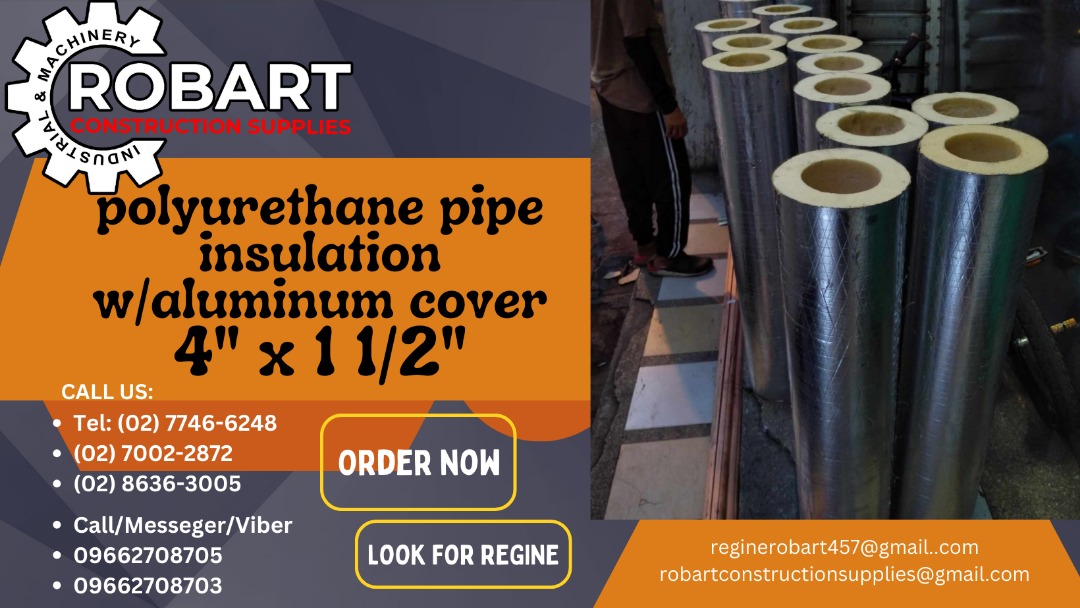 polyurethane pipe insulation w/aluminum cover 4" x 1 1/2", Commercial ...