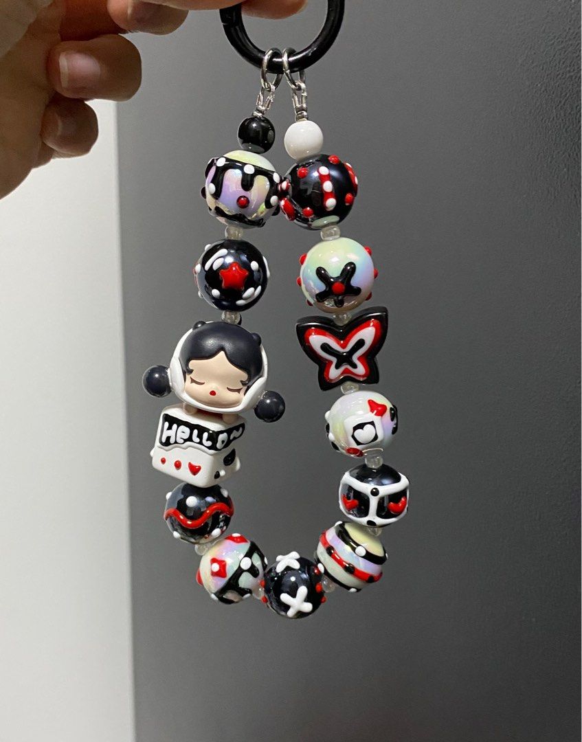 POPMART SKULLPANDA POPBEAB DIY HANDMADE PHONE STRAP, Hobbies & Toys ...