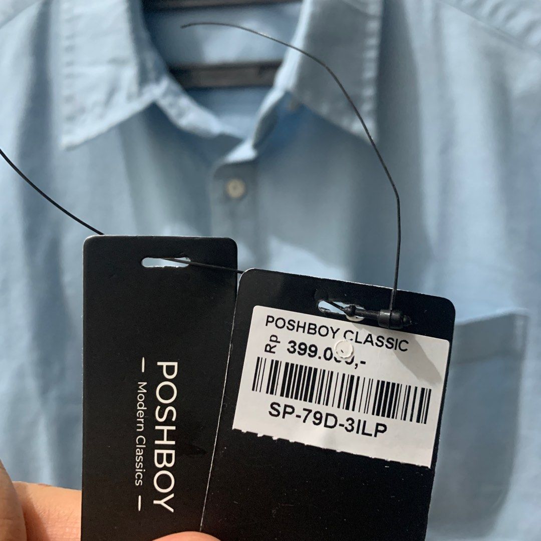 Poshboy Original Kemeja Classic Biru muda S/M, Fesyen Pria, Pakaian , Atasan di Carousell