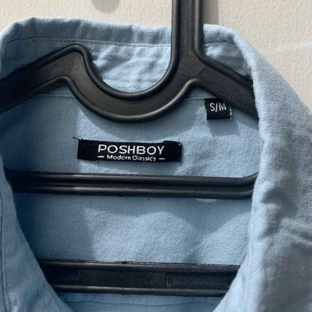 Poshboy Original Kemeja Classic Biru muda S/M, Fesyen Pria, Pakaian , Atasan di Carousell