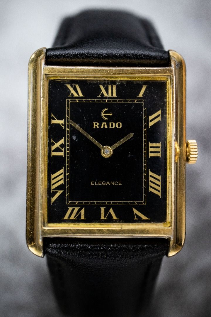 Rado Elegance Black Tank Dress Watch, Luxury, Watches on Carousell