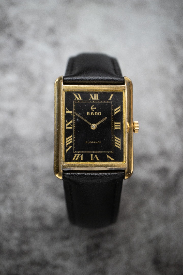 Rado Elegance Black Tank Dress Watch, Luxury, Watches on Carousell