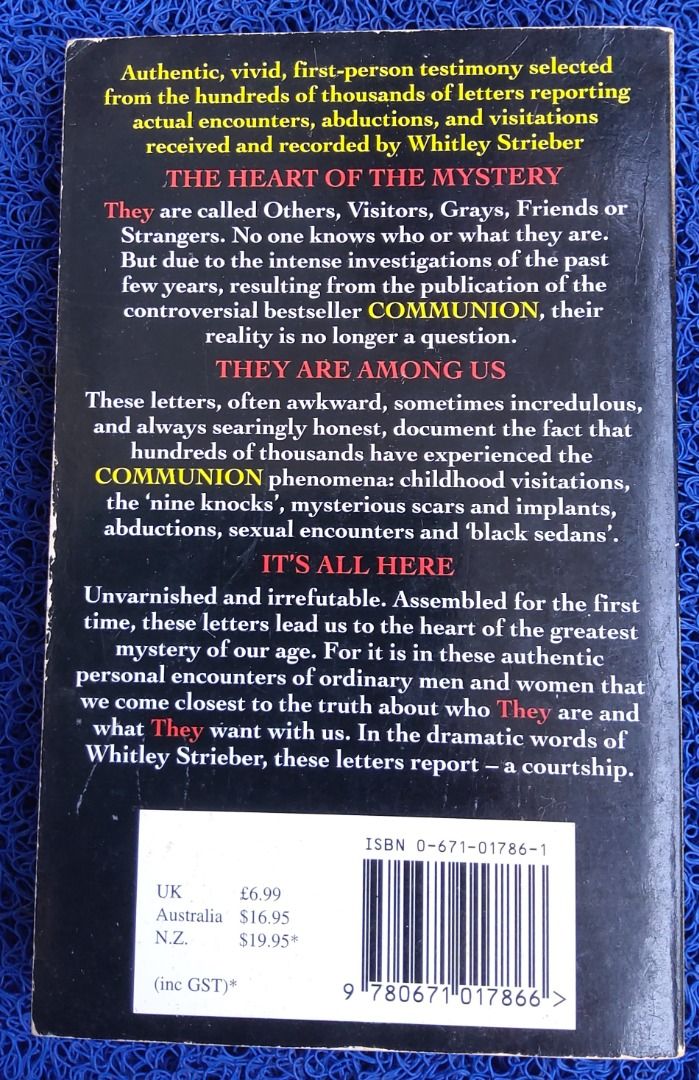 OUT OF PRINT - ALIENS/UFOs - The Communion Letters by Whitley Strieber ...