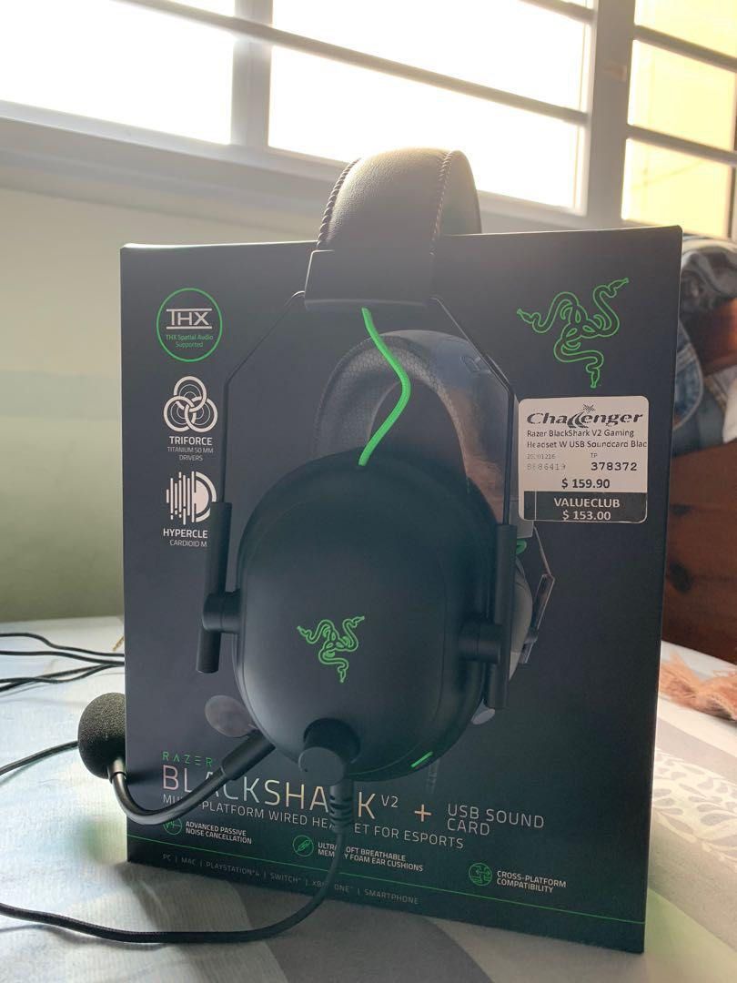 Razer Black Shark V2 w/ USB Sound Card | Gaming Headphones, Audio ...