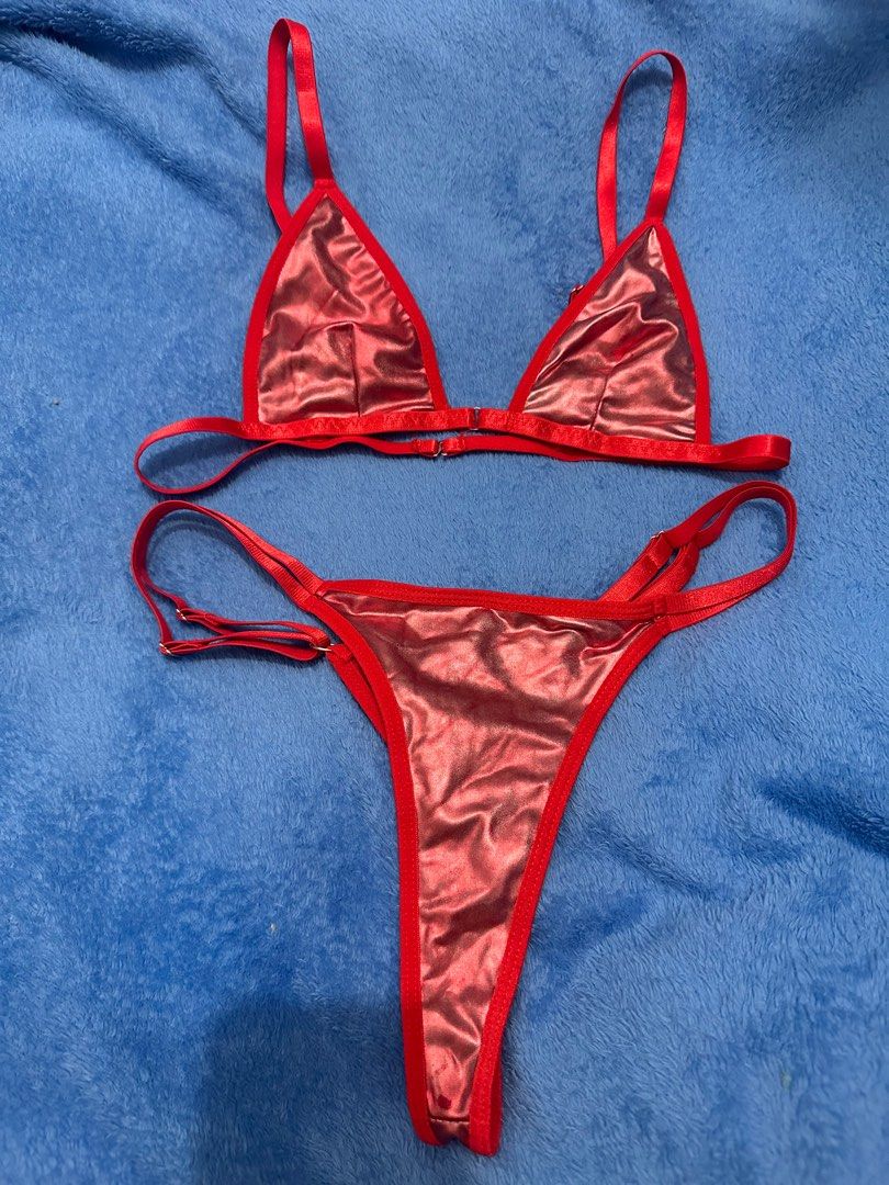 Red metallic lingerie, Women's Fashion, Undergarments & Loungewear on ...