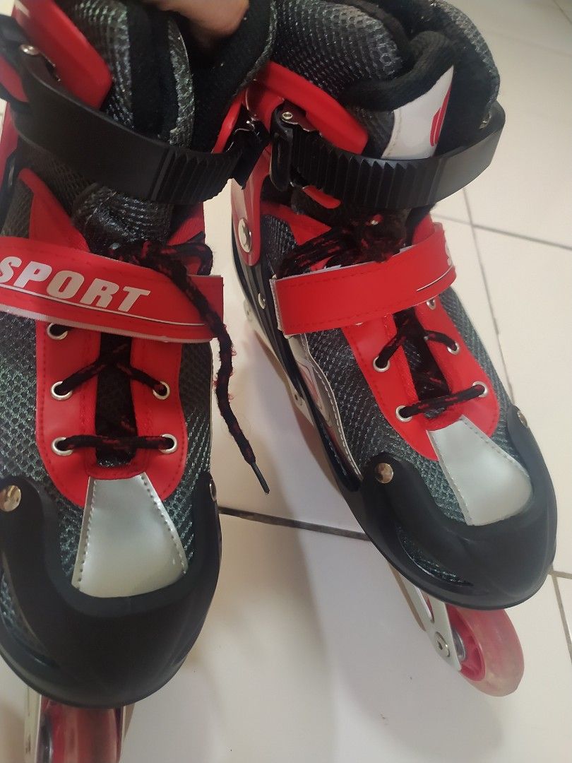 Red/Black Rollerblades w/ bag, Hobbies & Toys, Toys & Games on Carousell