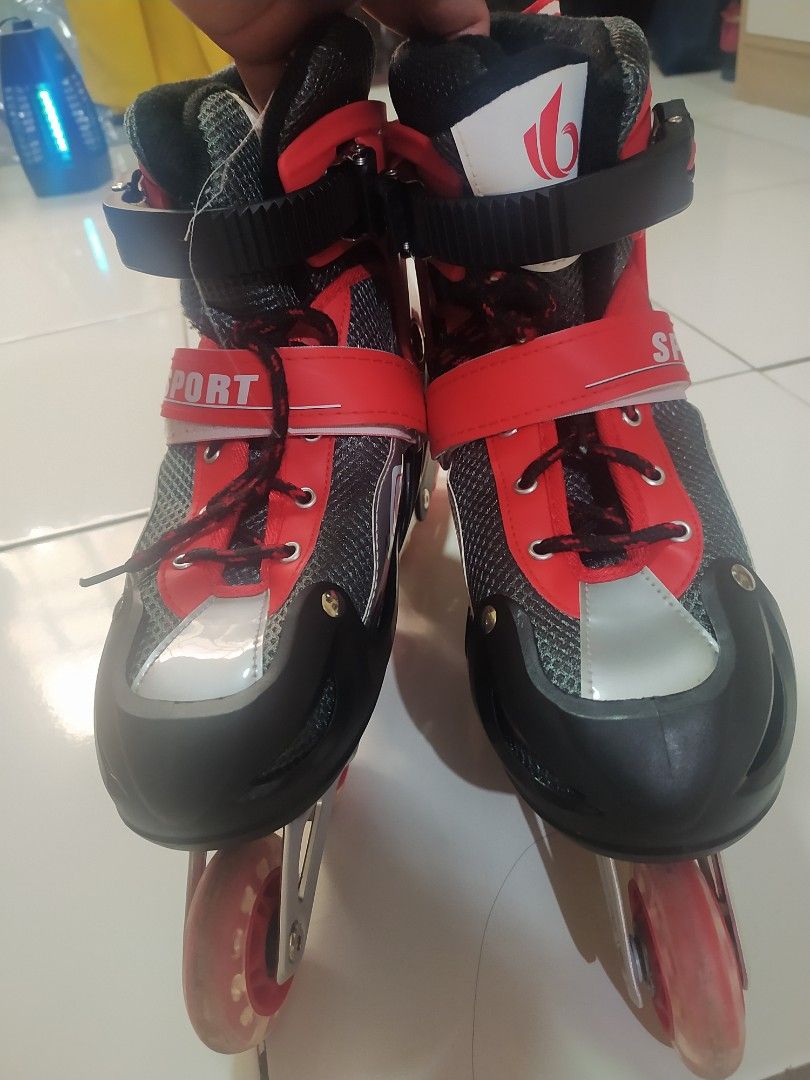 Red/Black Rollerblades w/ bag, Hobbies & Toys, Toys & Games on Carousell