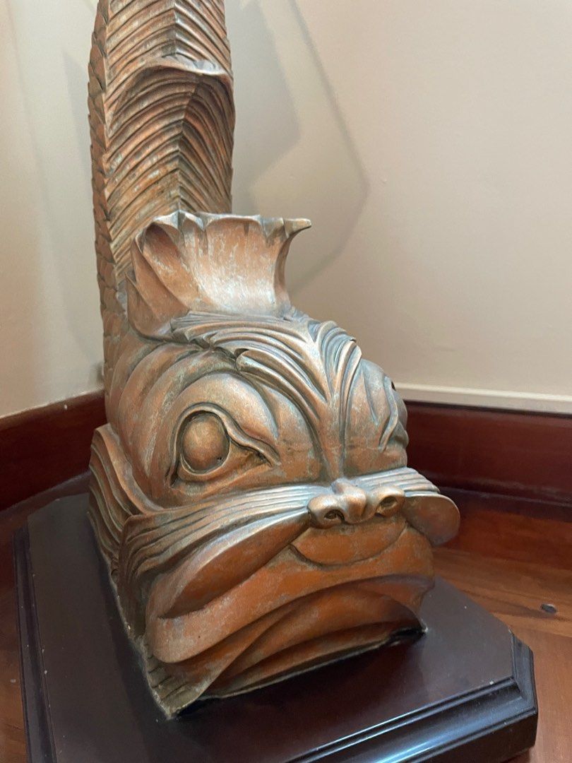 Romanesque fish side table with glass top, Furniture & Home Living ...