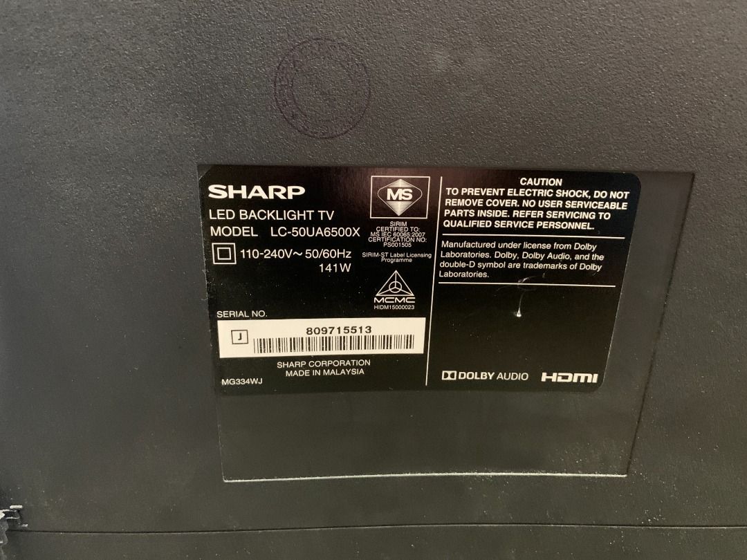 Sharp 50" LC-50UA6500X 4K UHD smart LED TV with 3 months warranty, TV & Home Appliances, TV ...