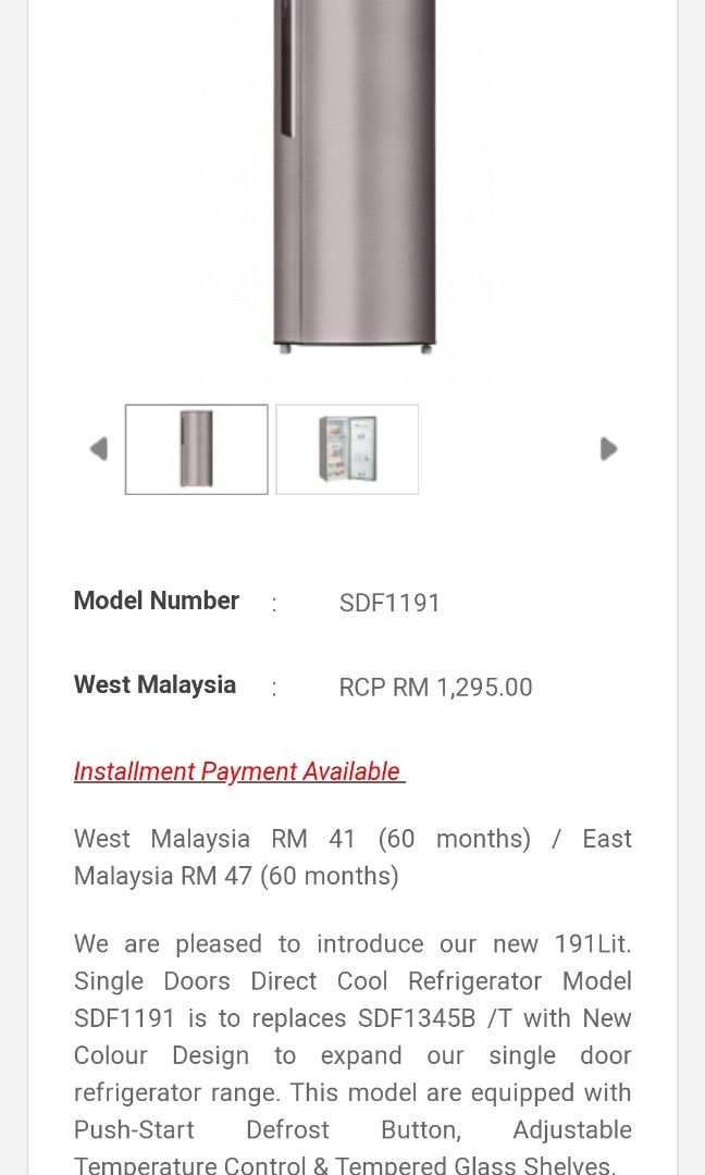 Singer Refrigerator SDF 1191, TV & Home Appliances, Kitchen Appliances ...