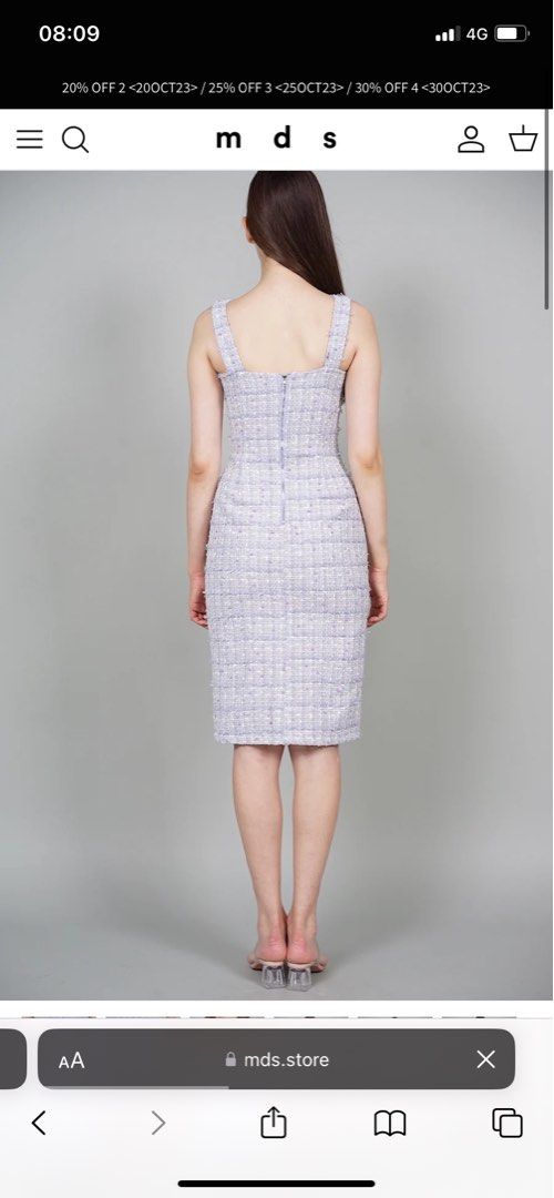 Steffy Midi Tweed Dress in Periwinkle, Women's Fashion, Dresses & Sets ...