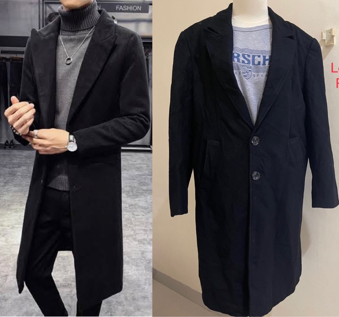 Success winter long coat wool pria coat hitam pria, Fesyen Pria ...