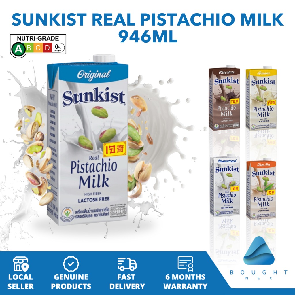 Sunkist Real Pistachio Milk 946ml Chocolate Original Unsweetened Thai ...