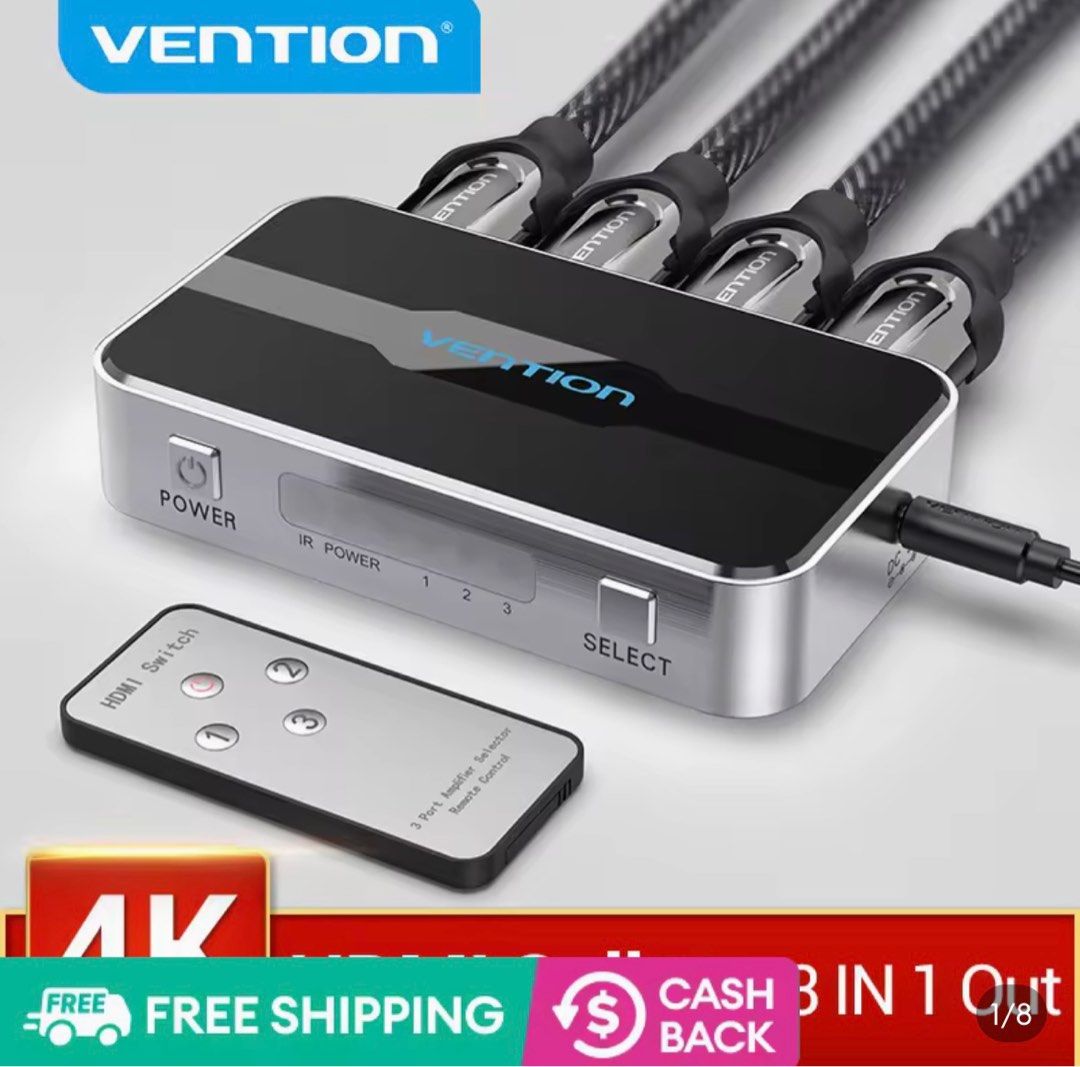 Vention Hdmi Switcher 4k60hz 3 Inputs 1 Output Computers And Tech