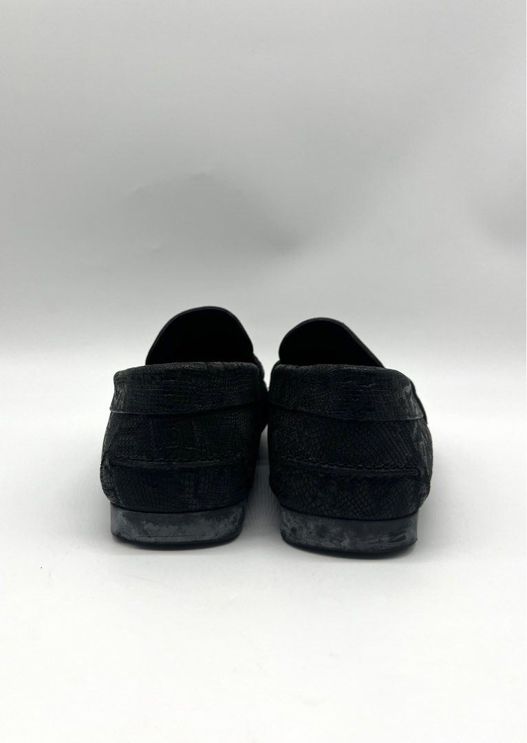 Versace python print leather loafers with medusa head grey metal emblem ...