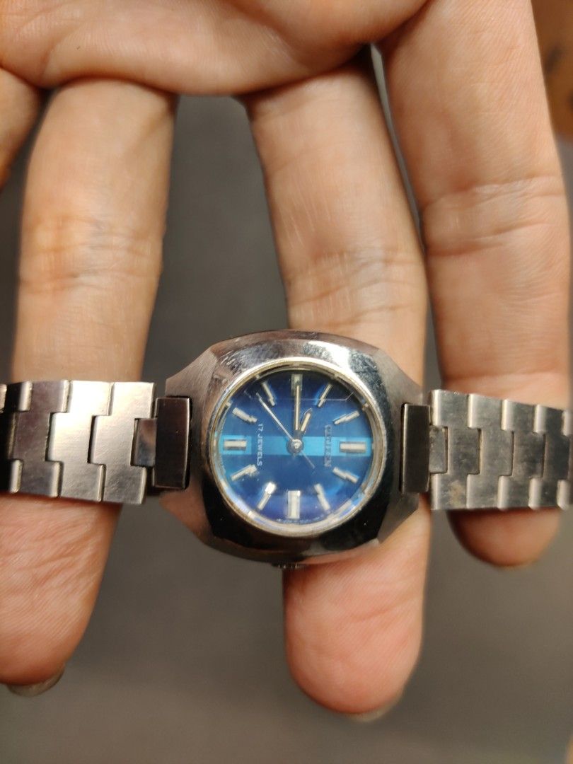 Vintage Citizen hand winding watch blue face, Hobbies & Toys ...