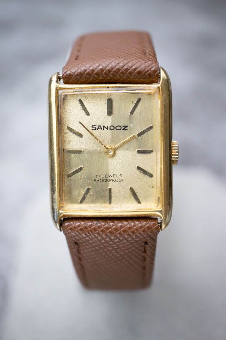 Vintage Sandoz Manual Wind Tank Type Watch, Luxury, Watches on Carousell