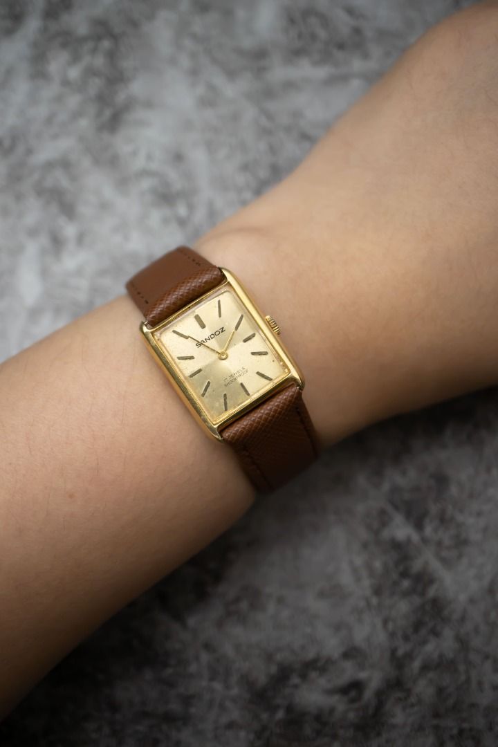 Vintage Sandoz Manual Wind Tank Type Watch, Luxury, Watches on Carousell