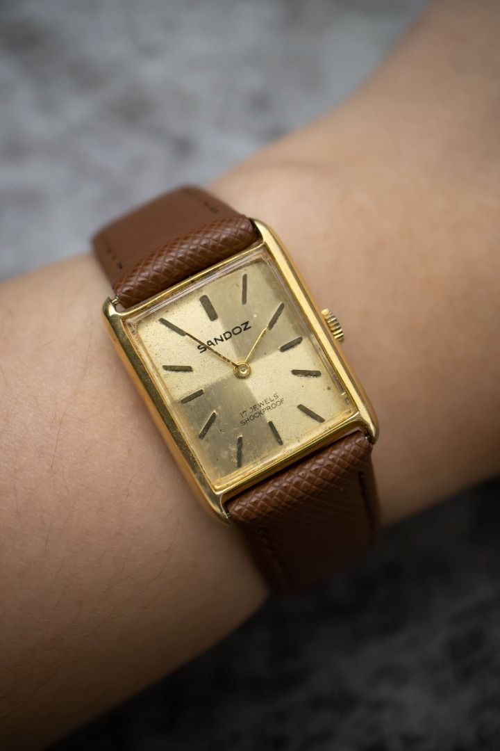 Vintage Sandoz Manual Wind Tank Type Watch, Luxury, Watches on Carousell