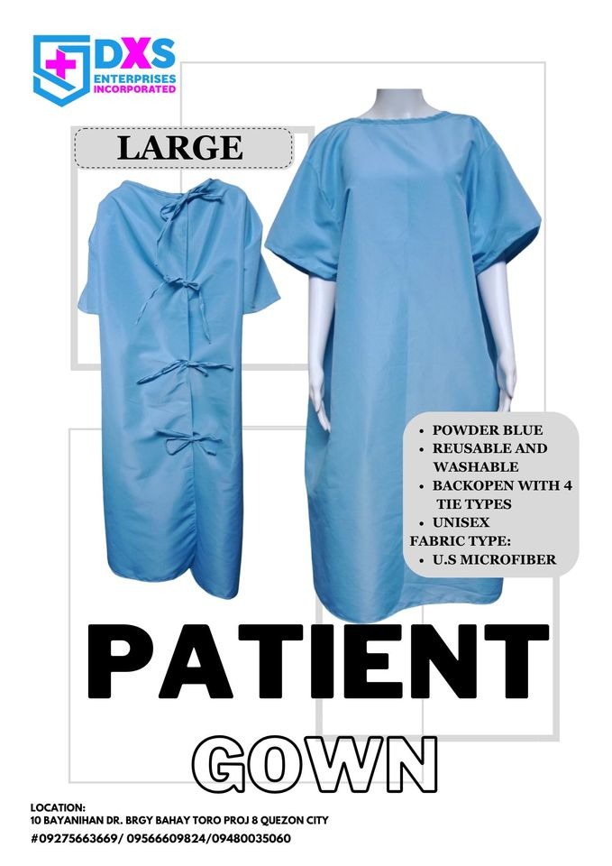 WASHABLE PATIENT GOWN (POWDER BLUE)- ALL BRAND NEW WITH INDIVIDUAL ...