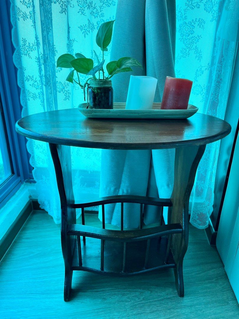 Wooden Oval shaped side table with magazine rack, Furniture & Home ...