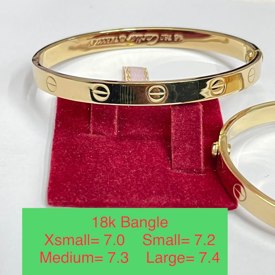 18K Gold Bangle Screw type(XS to large), Women's Fashion, Jewelry ...