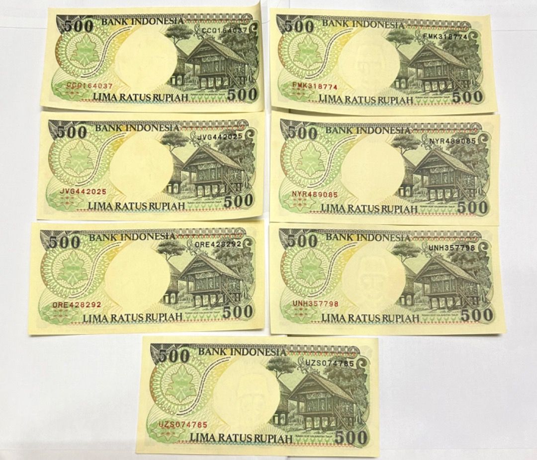 1992 Indonesia Rupiah 500 bank notes ( Lima Ratus Orang Utan series ...