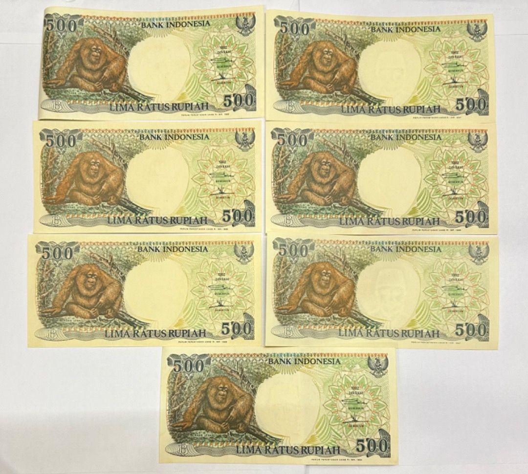 1992 Indonesia Rupiah 500 bank notes ( Lima Ratus Orang Utan series ...