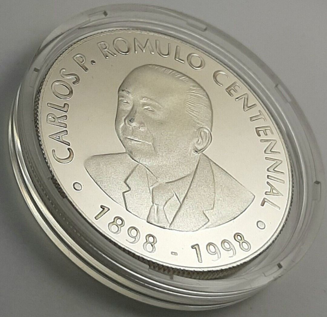 1998 Carlos P. Romulo Centennial Philippines 500 Piso Sterling Silver ...