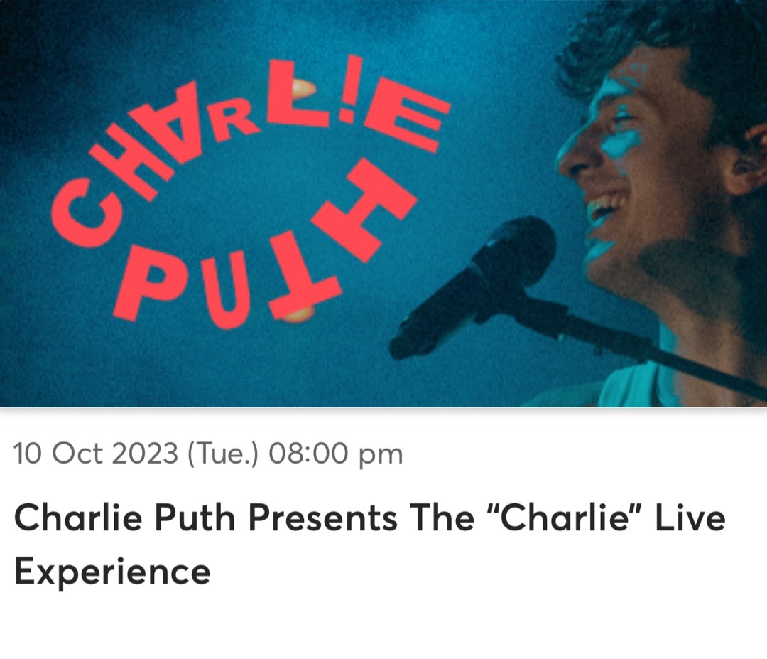 2 Tickets Concert Charlie Puth, Tickets & Vouchers, Event Tickets on ...