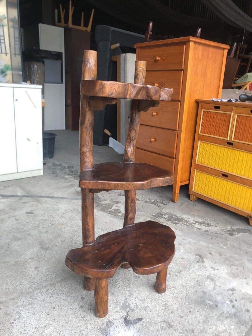 3 tier teak root wood shelves, Furniture & Home Living, Furniture ...