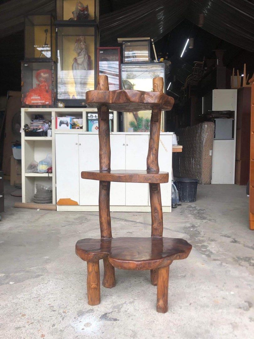 3 tier teak root wood shelves, Furniture & Home Living, Furniture ...