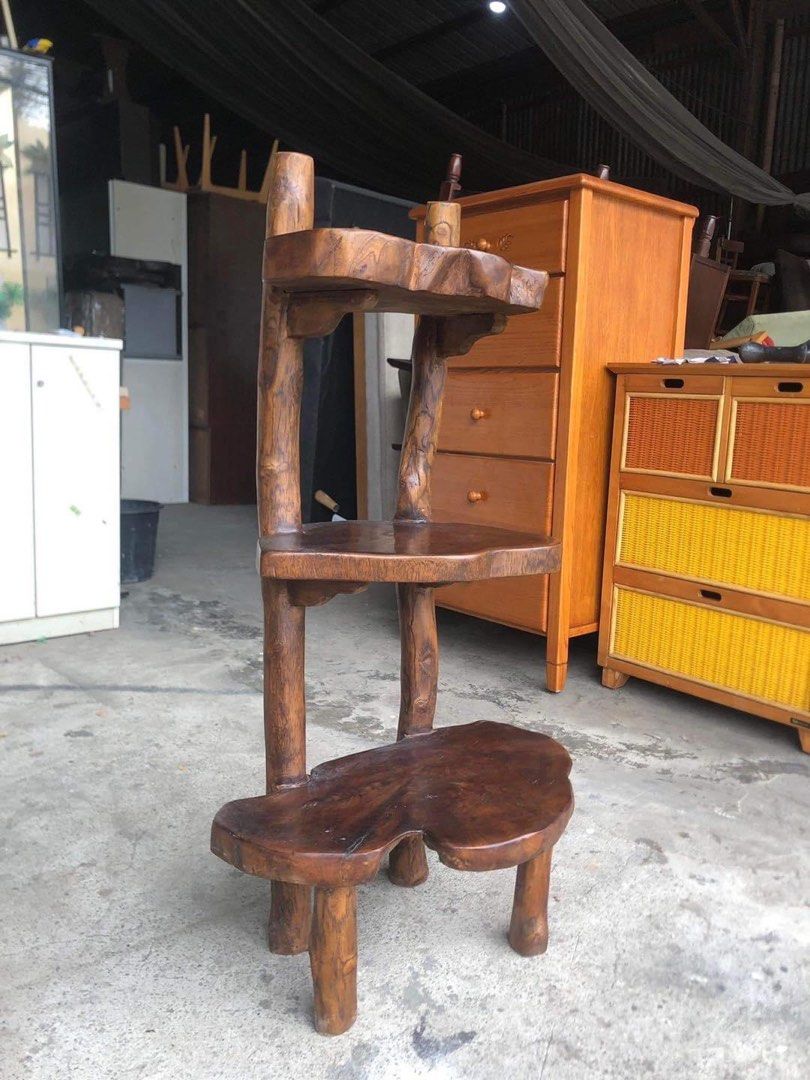 3 tier teak root wood shelves, Furniture & Home Living, Furniture ...