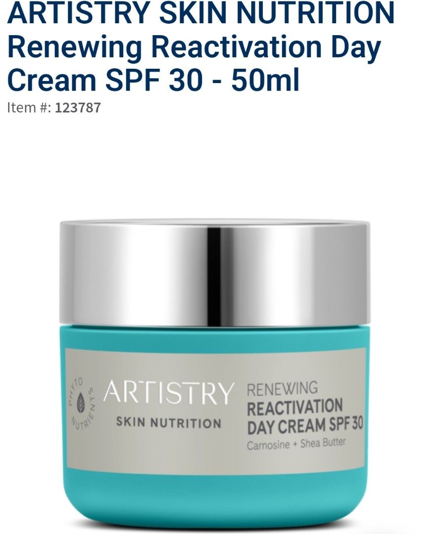 Amway Artistry SKIN Nutrition Renewing Reaction Day Cream SPF 30 - 50ml ...