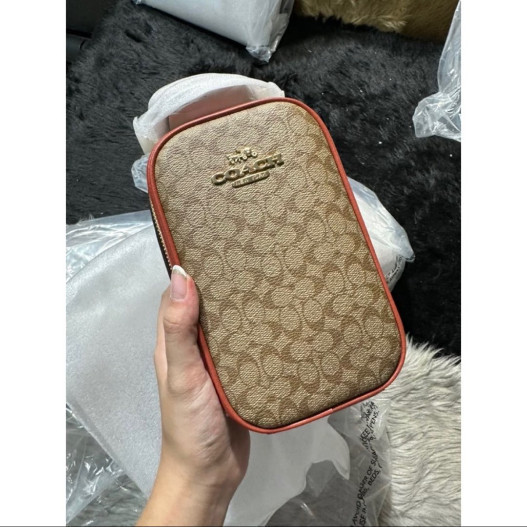Authentic/Original Coach Eva Phone Crossbody Mini Bag in Khaki ...
