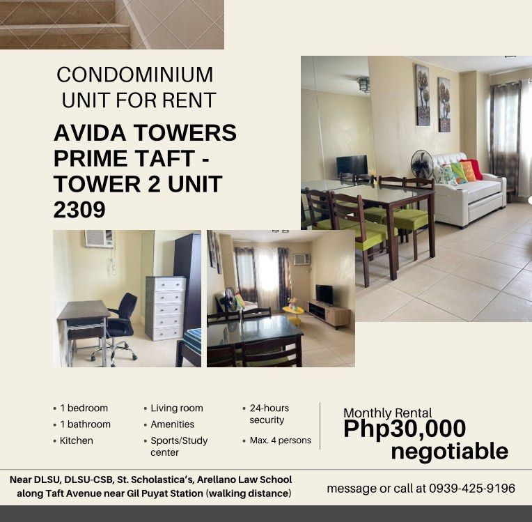 AVIDA PRIME TAFT CONDO UNIT FOR RENT, Property, Rentals, Apartments ...