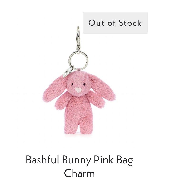 Bashful Bunny Pink Bag Charm JellyCat, Hobbies & Toys, Toys & Games on Carousell