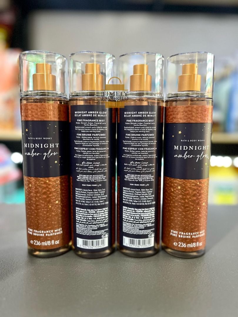 BBW Midnight Amber Glow Fine Fragrance Mist 236ml, Beauty & Personal ...
