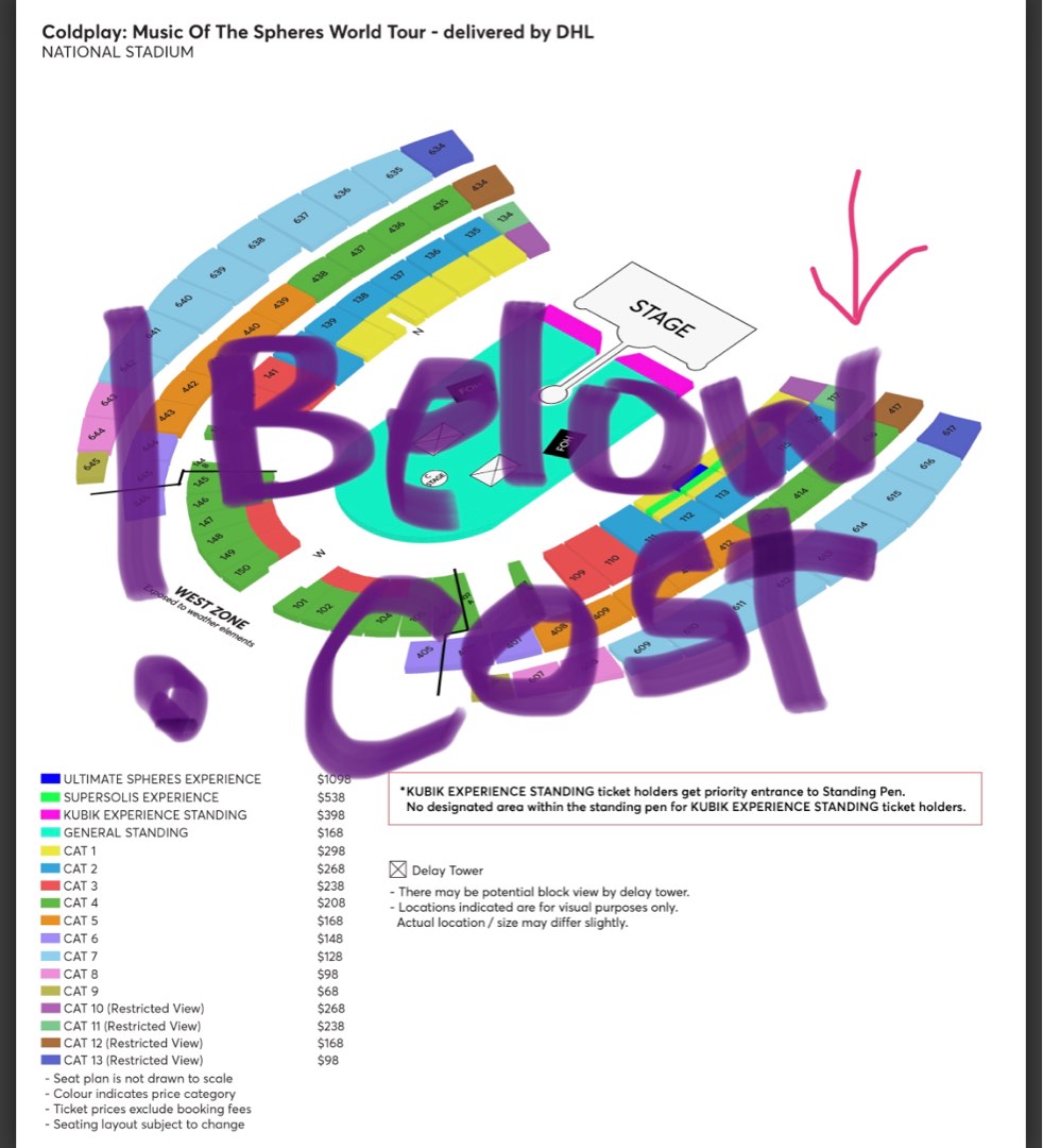 Coldplay $274 ticket x1 x1 Cat 10 Section 117, Tickets & Vouchers ...