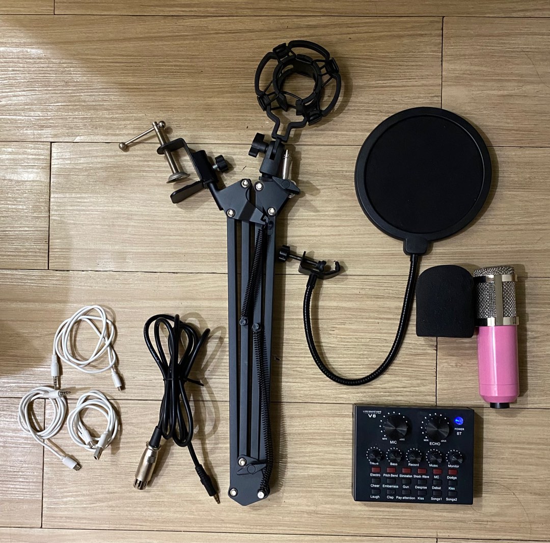 BM800 condenser microphone kit with V8 Multifunctional Live Soundcard ...