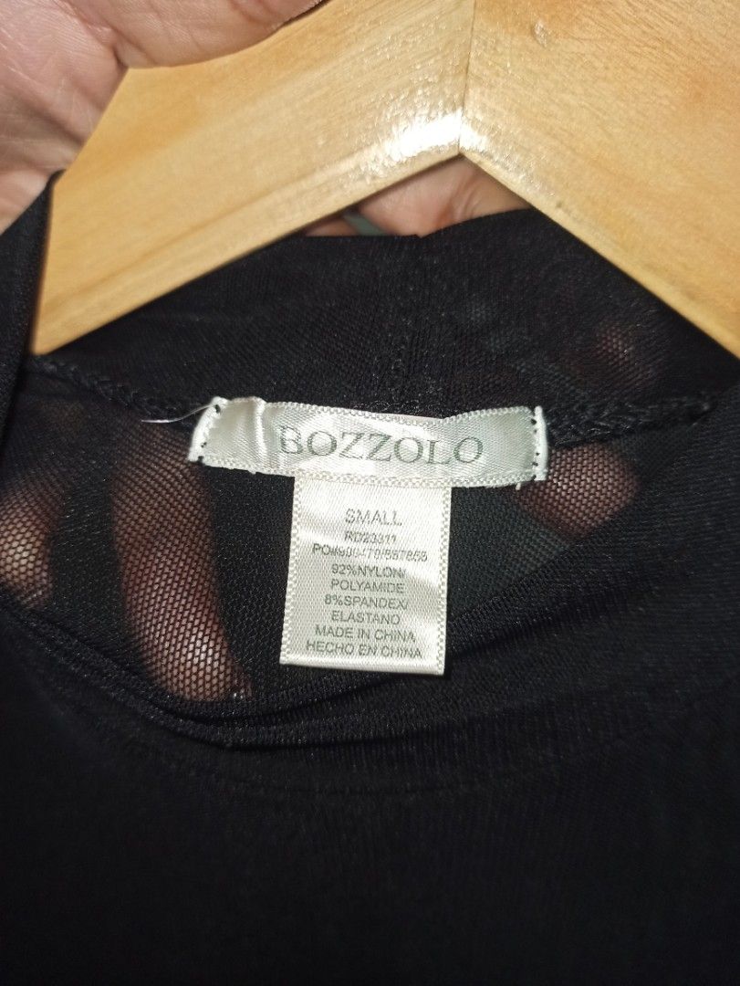 BOZZOLO STRETCHY SHEER BLACK MESH SEE-THROUGH BODYCON MIDI DRESS, Women ...