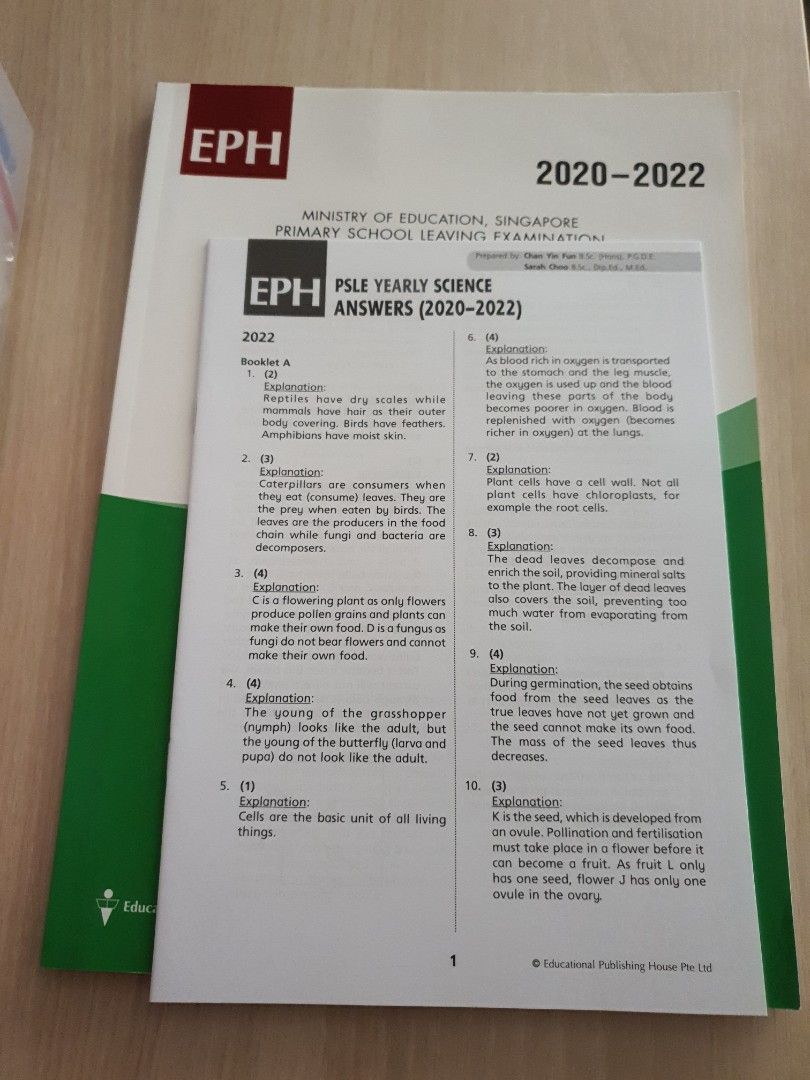 Brand new BN EPH MOE PSLE EXAMIMATION PAPERS SCIENCE, Hobbies & Toys ...
